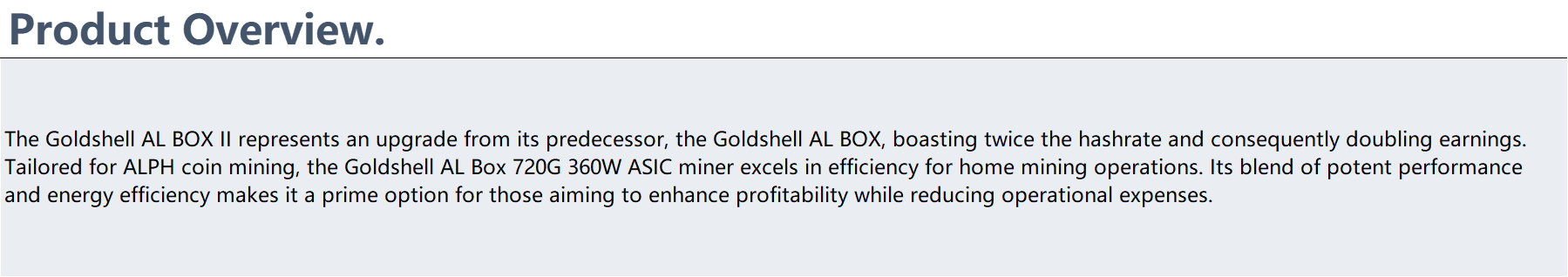 Goldshell AL BOX II 720G - HashVenus